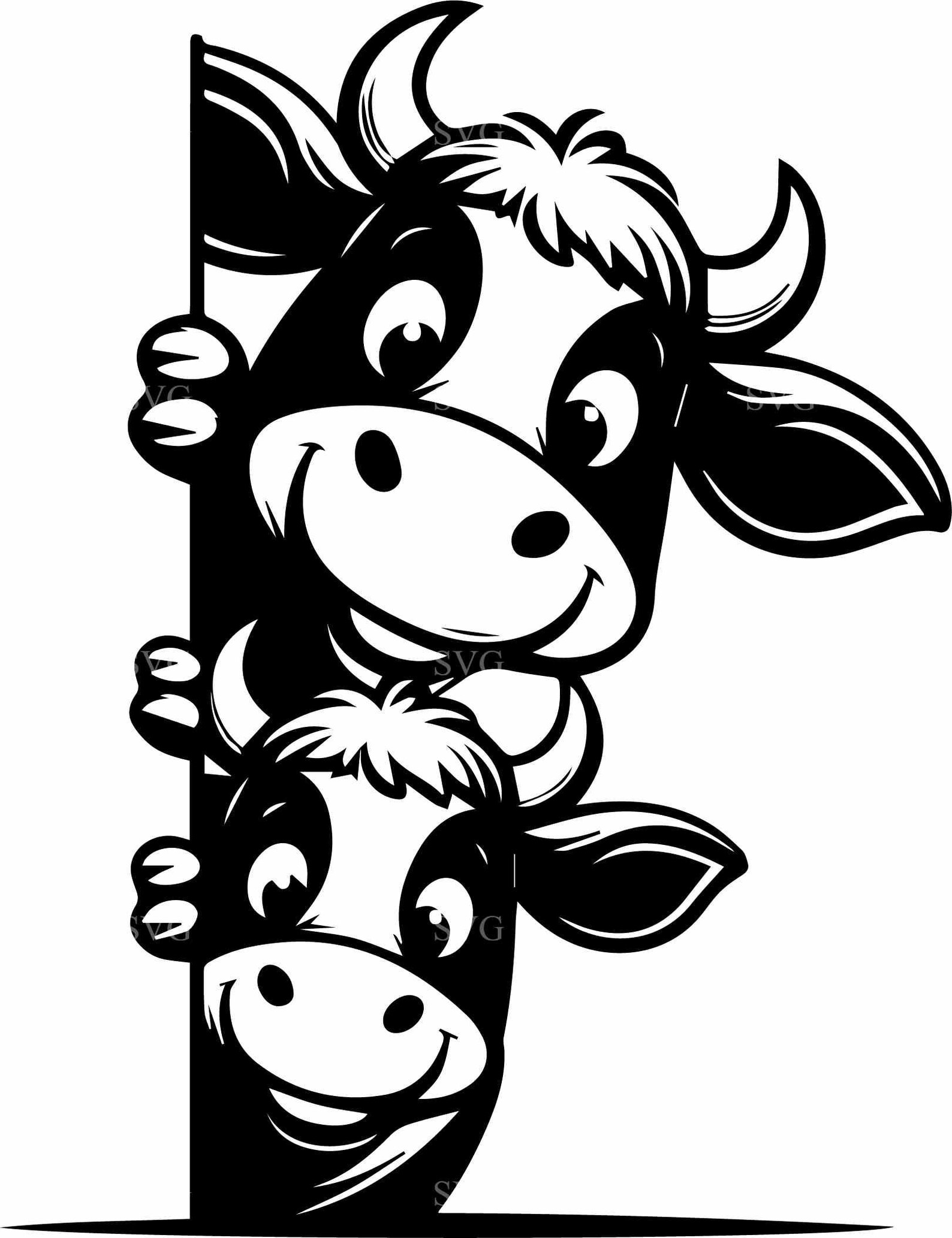 4 Peeking Cows SVG 4 Cut File | Cute Farm Animals Smiling Around Corner ...