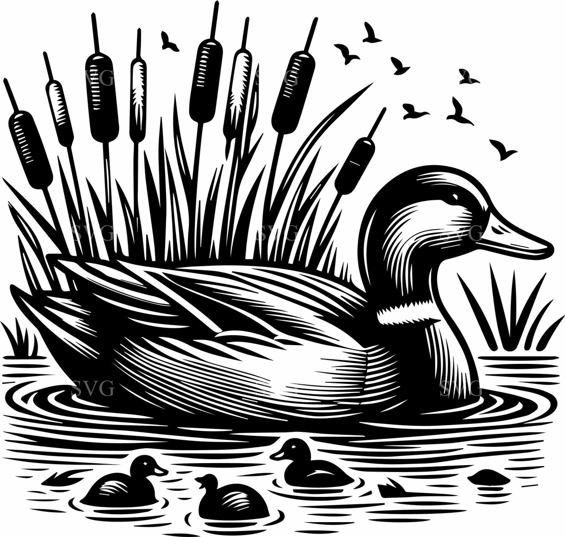 5 Duck Swimming SVG Cut File – 5 Wildlife Waterfowl Silhouette for ...