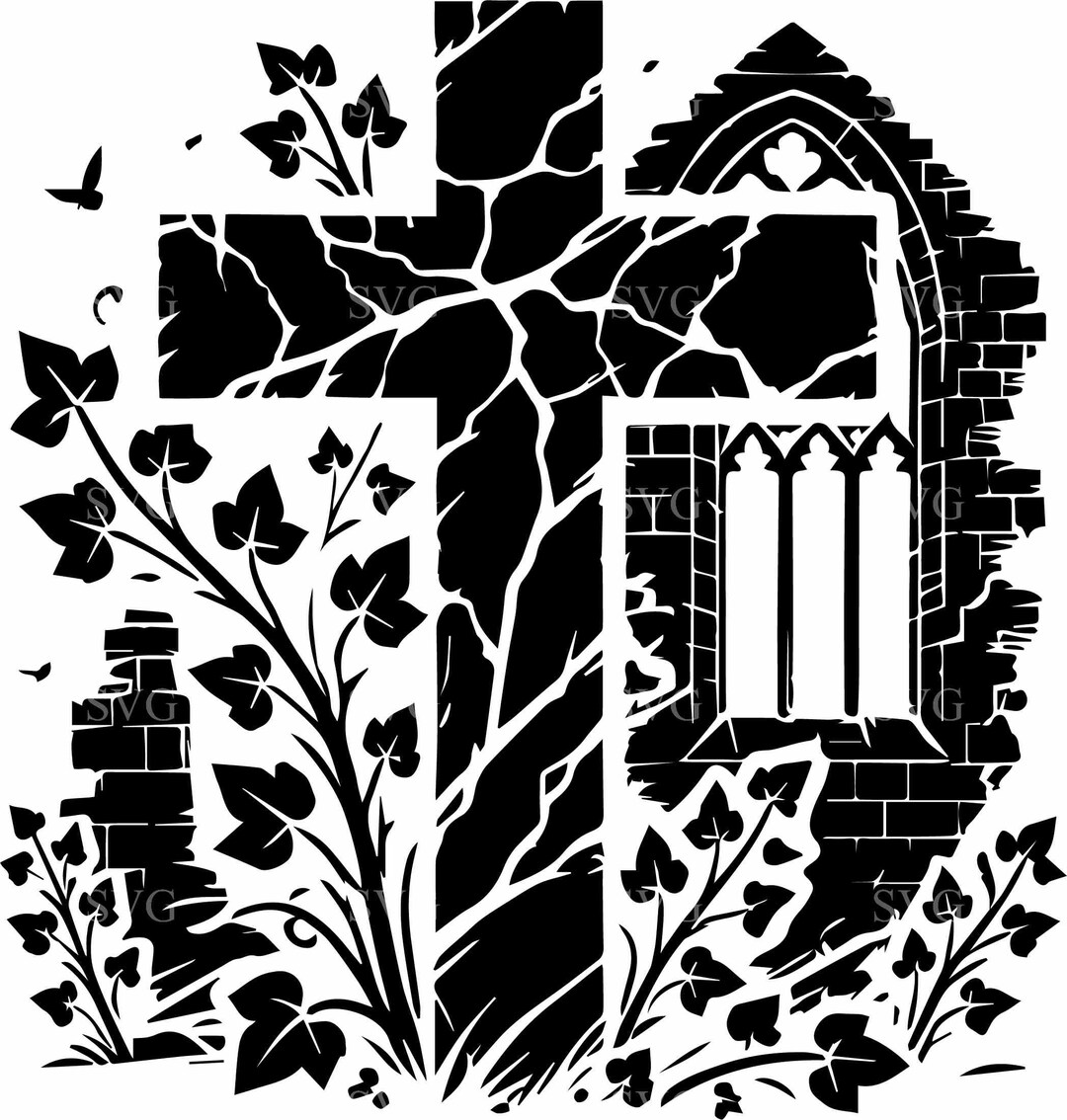 4 Rustic Ivy Cross SVG – Wooden Brick Design Cut File - Etsy