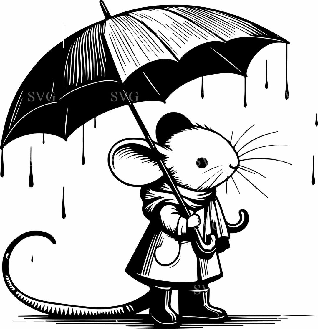 Whimsical Mouse With Umbrella SVG | 5 Cute Rainy Day Animal Cut File ...