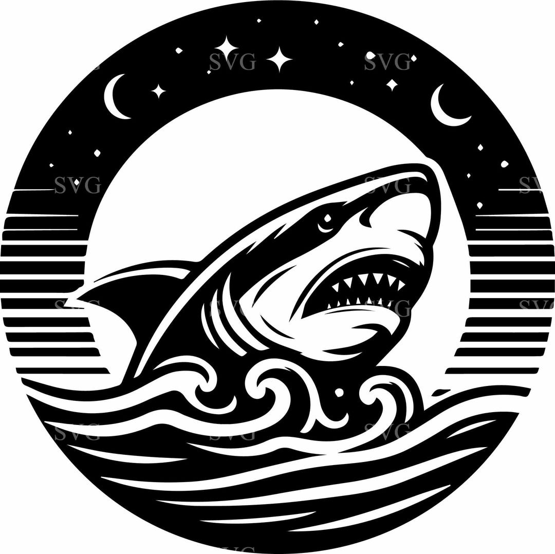 Fierce Shark SVG Cut File | 4 Aggressive Shark Silhouette | Ocean ...