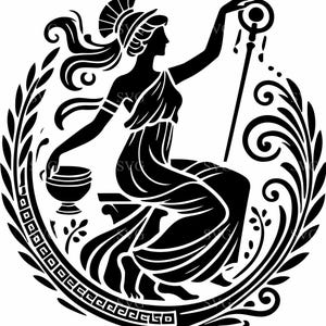 Greek Goddess Silhouette SVG 4 Cut File – Elegant Greek Lady With Staff ...