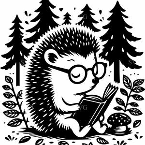 7 Reading Hedgehog SVG – 7 Forest Animal Cut File – Nature-themed ...