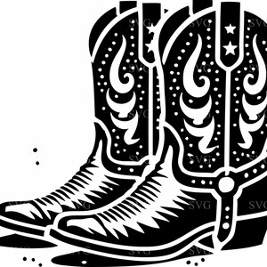 Cowboy Boots SVG - 6 Western Cut File With Decorative Spurs for Cricut ...