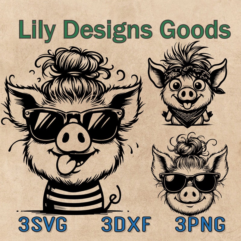 Pig With Glasses Svg - Etsy