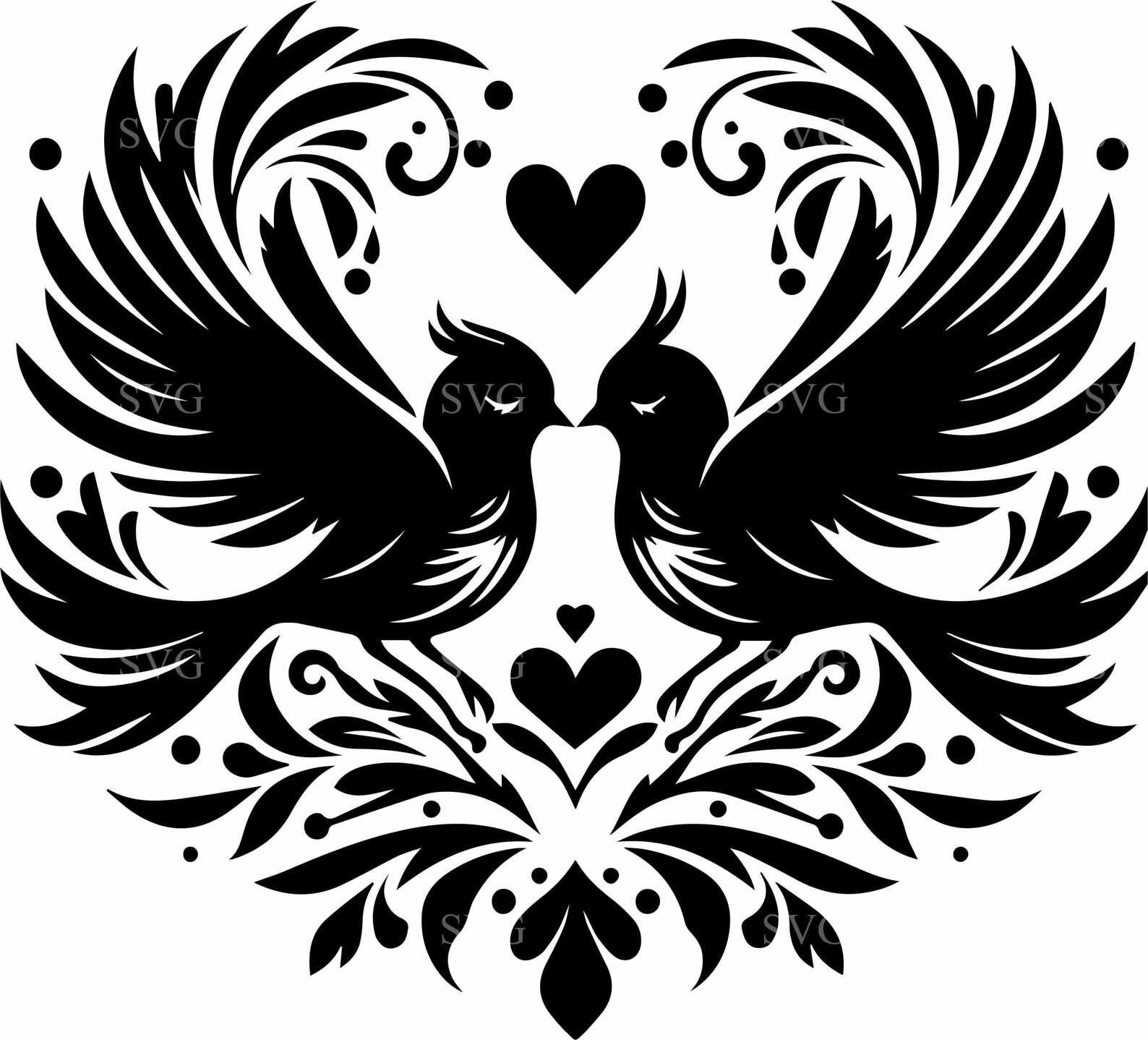 7 Romantic Birds Heart SVG – Elegant Winged Pair Cut File for Wedding ...