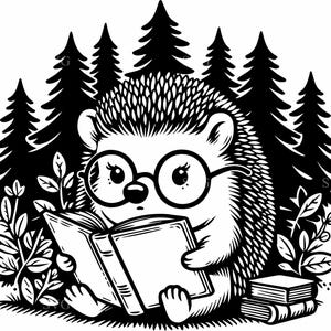 7 Reading Hedgehog SVG – 7 Forest Animal Cut File – Nature-themed ...