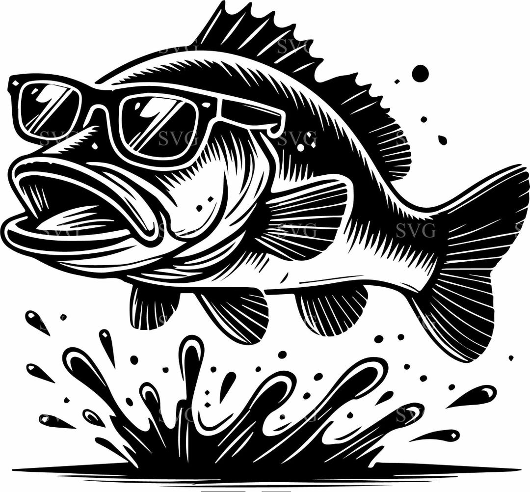 4 Cool Fish SVG 4 Cut File - Jumping Fish Wearing Sunglasses With ...