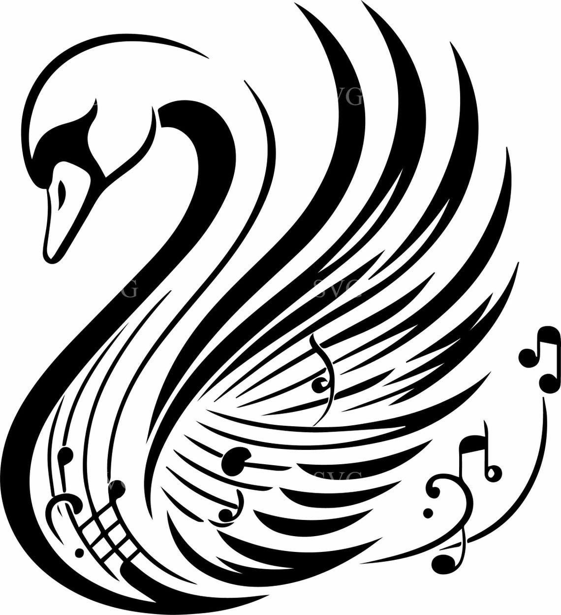 7 Musical Swan SVG – Elegant Bird Cut File for Crafts (digital Download ...