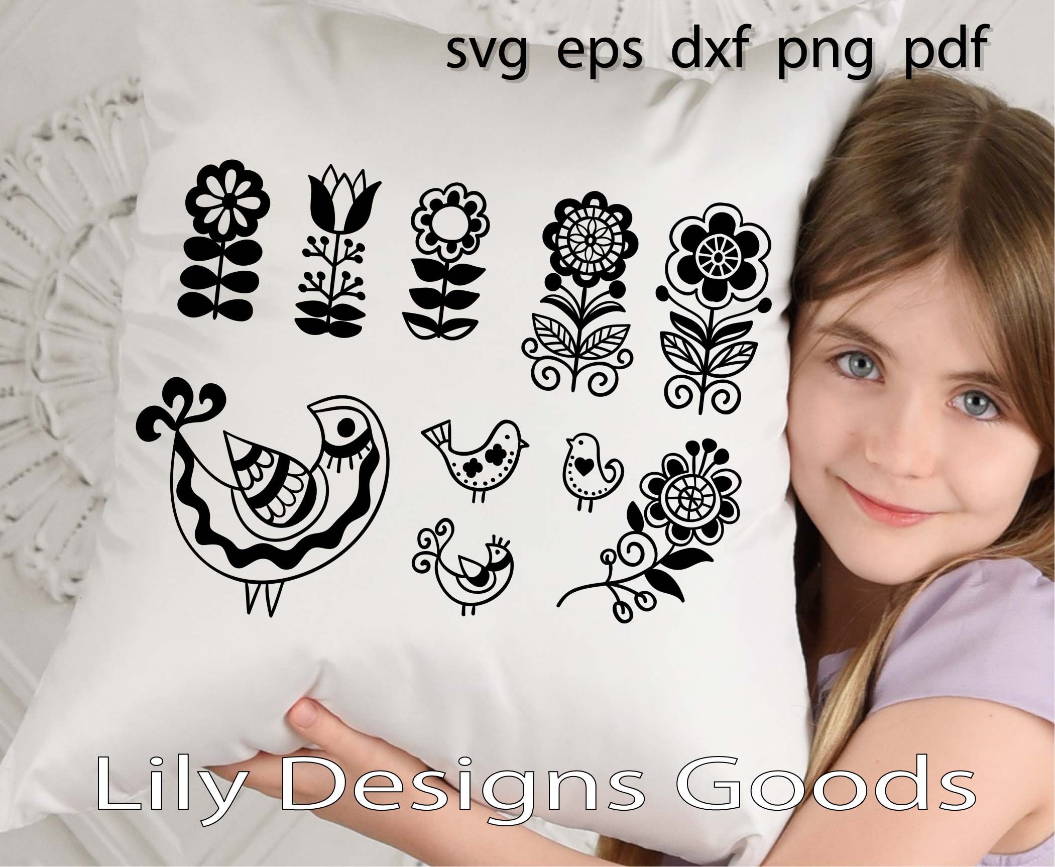 Folk Art Bird Svg Bundle Folkart Flower Primitive Country Rustic Nordic ...