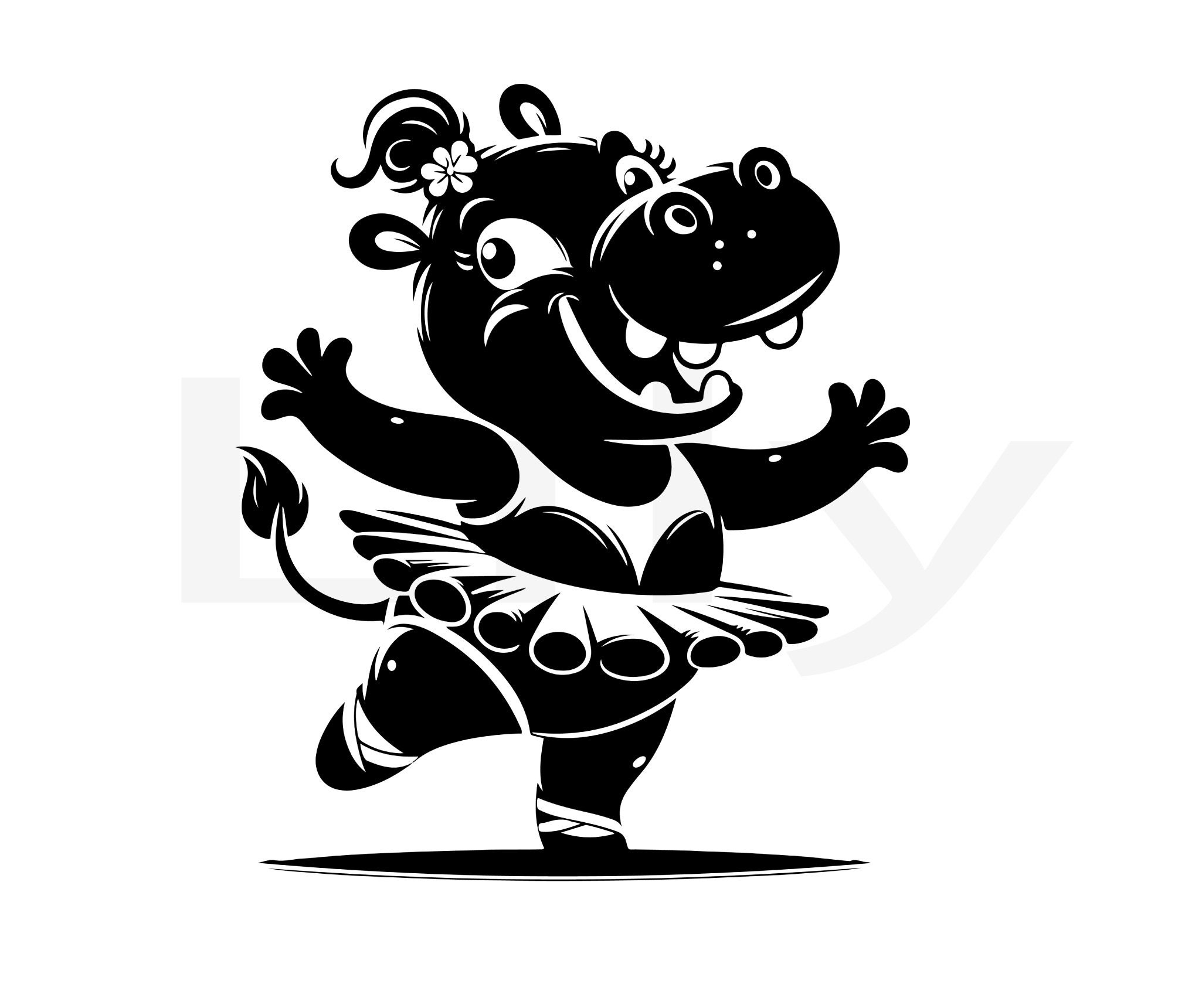 5 Funny Hippo Ballerina SVG – Dance Animal Cut File (digital Download ...