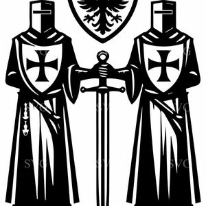 Templar Knight SVG 4 Cut File Medieval Warrior With Sword and Cross ...