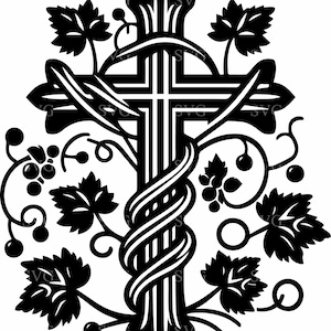 Rustic Cross SVG 7 Cut File - Weathered Wooden Cross With Ivy Vines ...