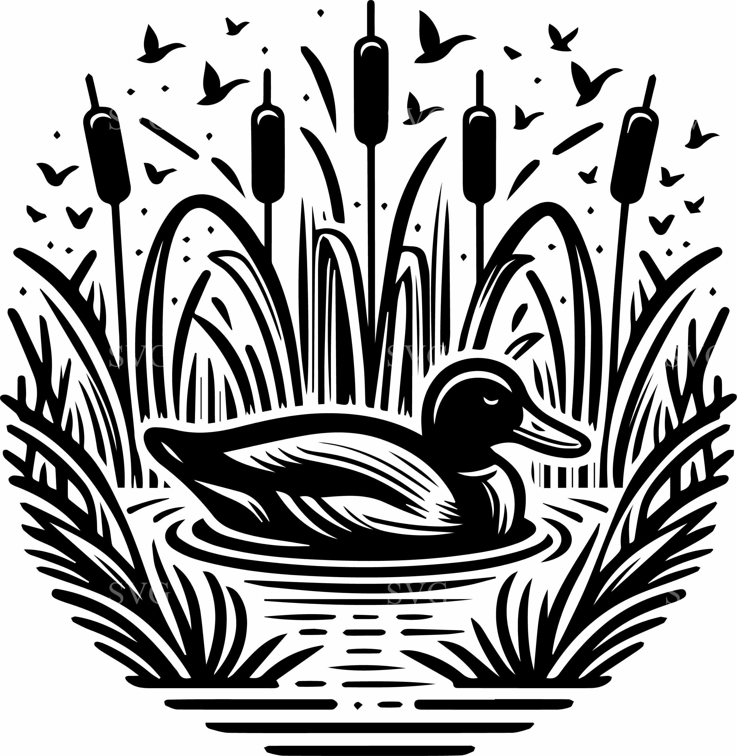 5 Duck Swimming SVG Cut File – 5 Wildlife Waterfowl Silhouette for ...