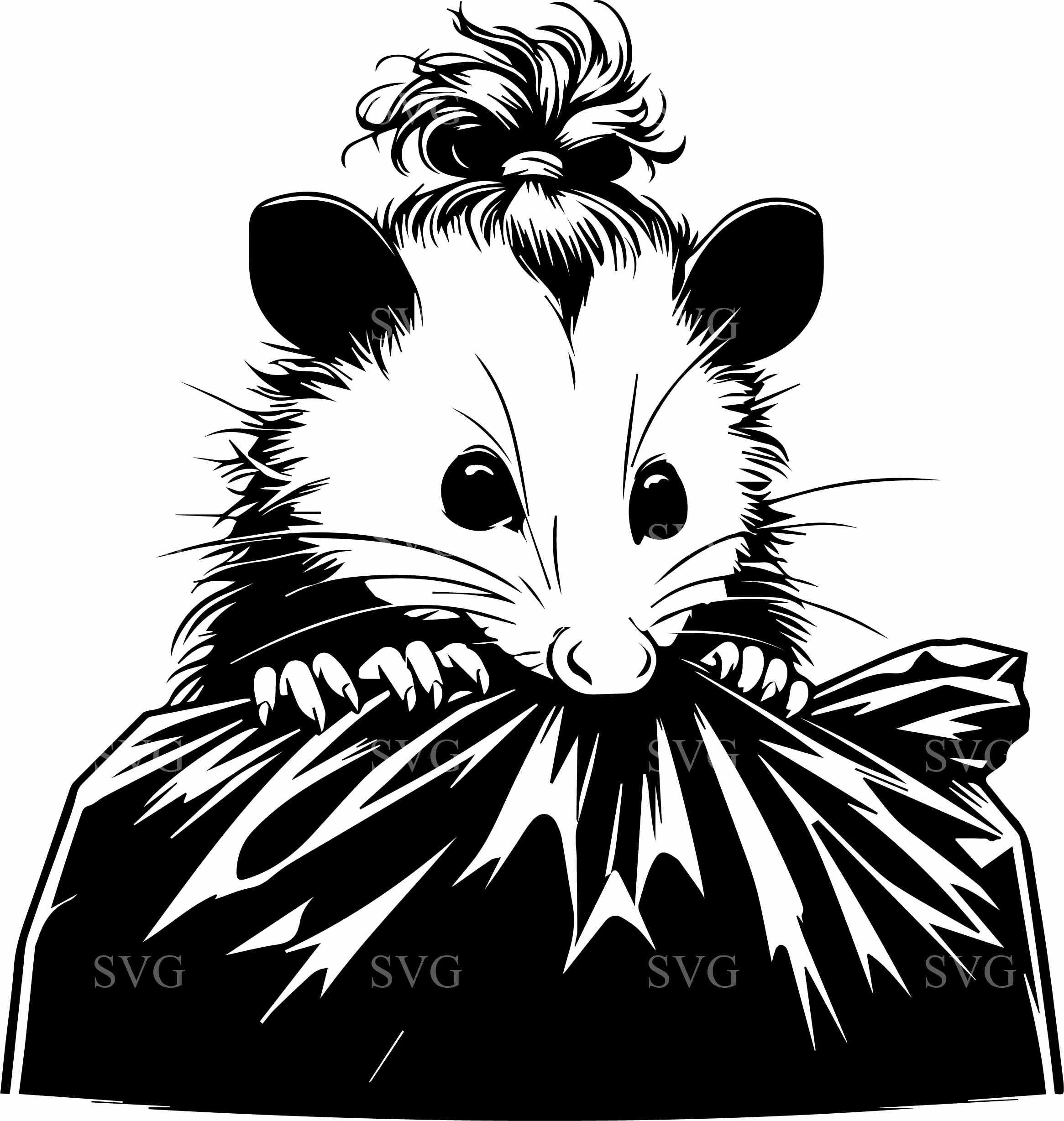 Curious Opossum SVG 4 Cut File, Adorable Opossum Peeking Out of Bag ...