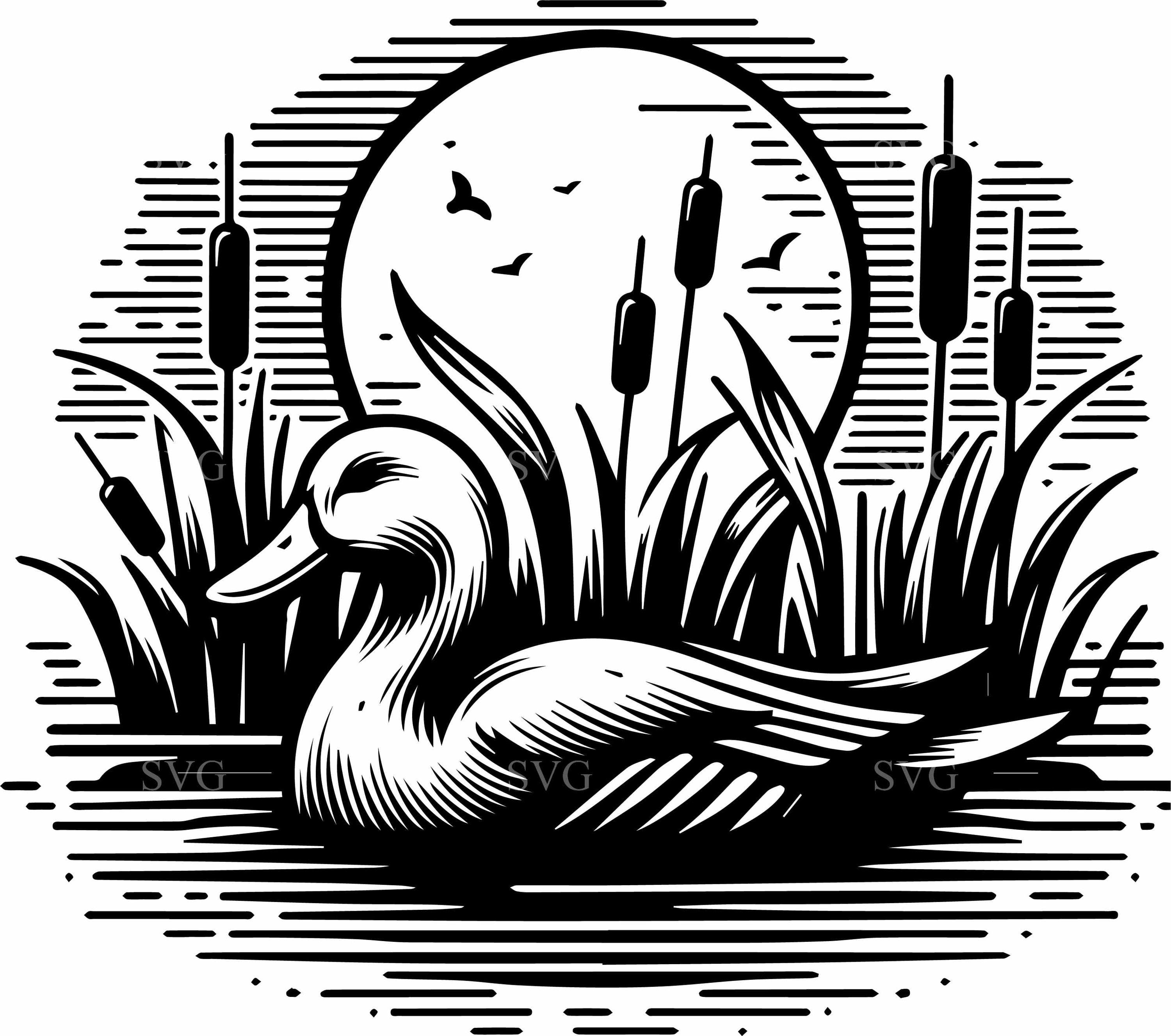 5 Duck Swimming SVG Cut File – 5 Wildlife Waterfowl Silhouette for ...
