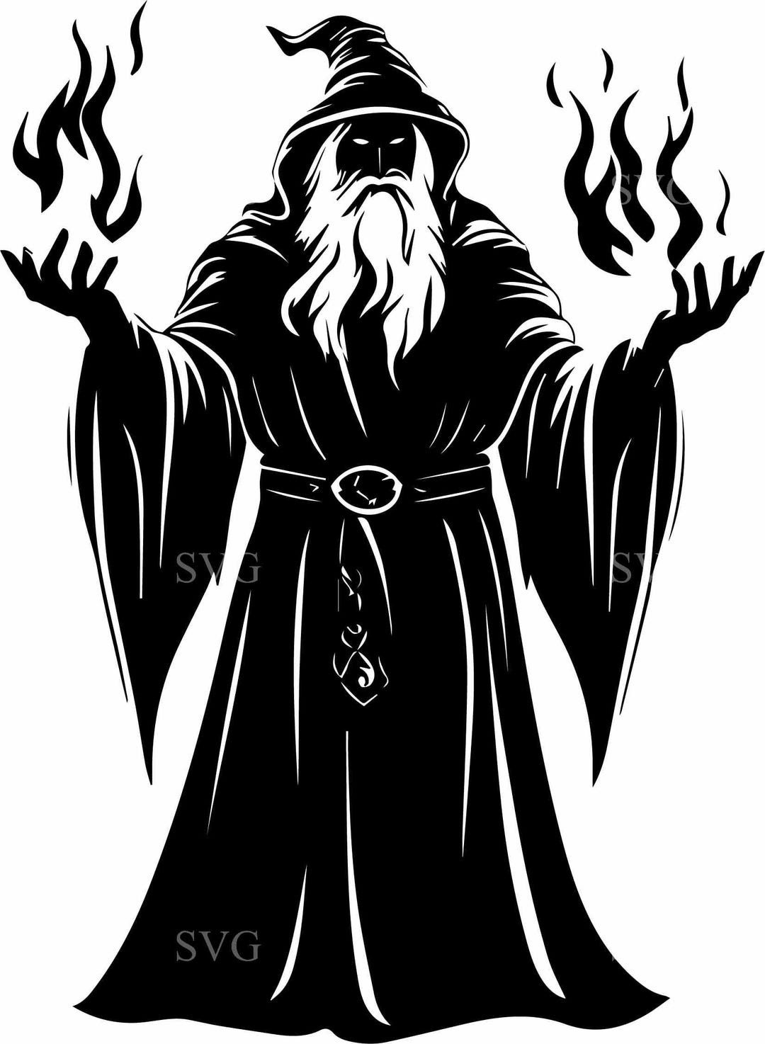 8 Fire Wizard Clipart – Magical Sorcerer Silhouette PNG SVG DXF - Etsy ...