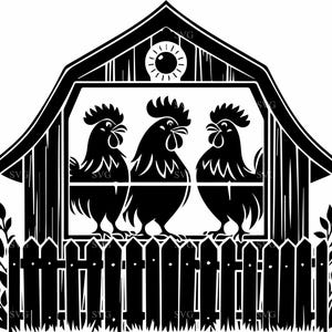 Farm Roosters SVG 4 Cut File in Barn Window Rustic Farm Animal Clipart ...