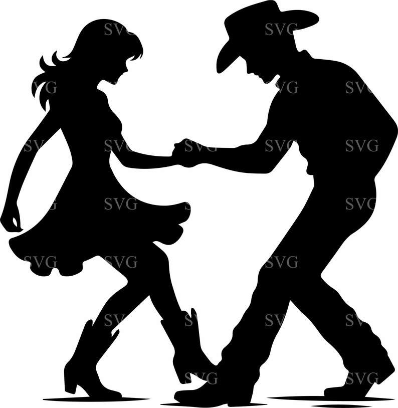 Western Dance SVG, 6 Cowboy Cowgirl Line Dance Silhouette, Country ...