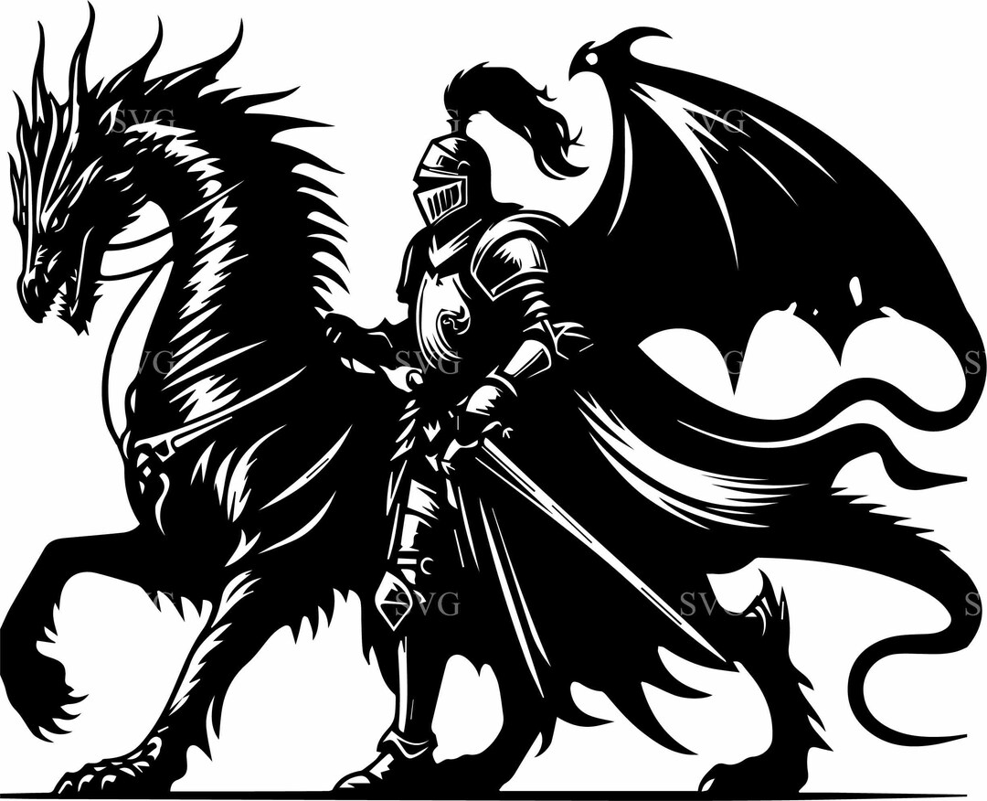 7 Knight and Dragon SVG: Medieval Battle Clipart (digital Files) - Etsy