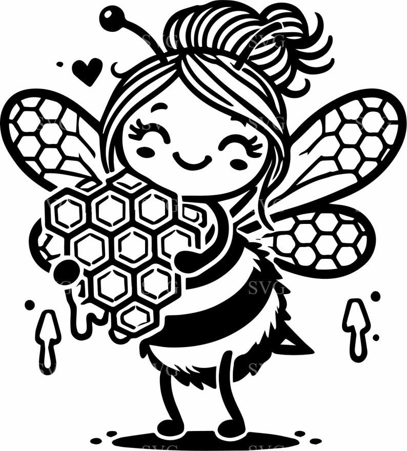 4 Bee SVG With Dripping Honeycomb Cut File Bumblebee Honey - Etsy