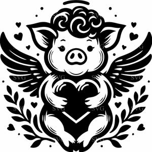 Cute Pig Cupid SVG 4 Cut File Valentine's Day Clipart for DIY Crafts ...