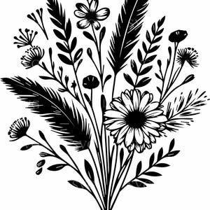 7 Rustic Flowers SVG | Wild Bloom Bouquet Cut File | Floral Laser Cut ...