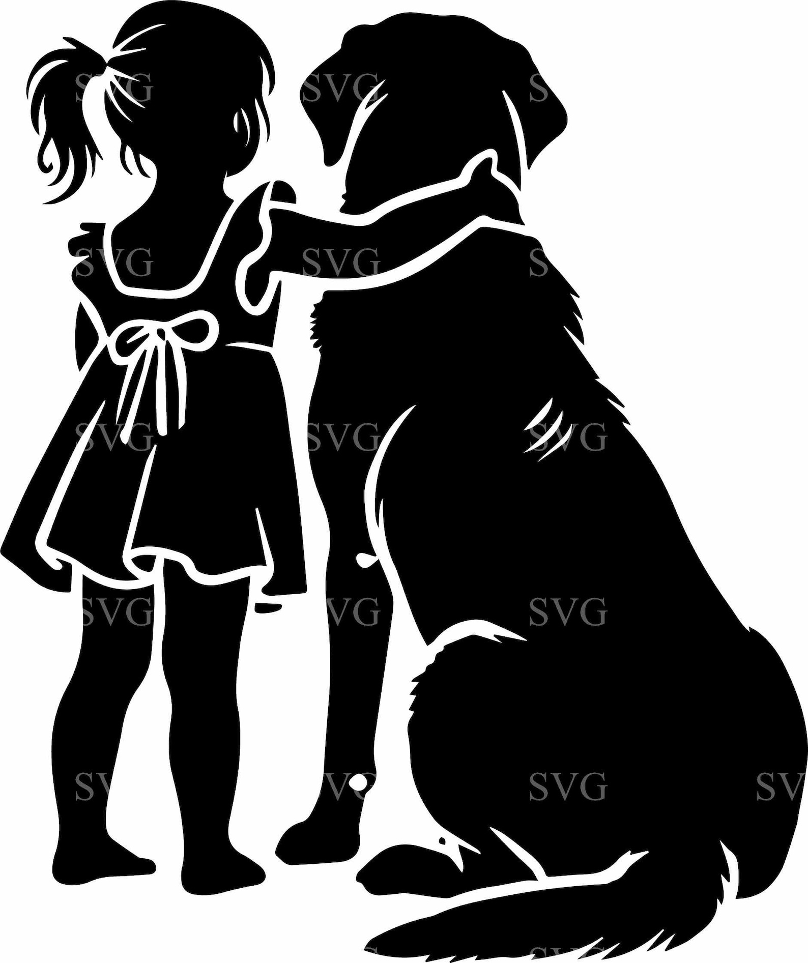 4 Girl and Dog Silhouette SVG – Heartwarming Pet Lover Craft File - Etsy