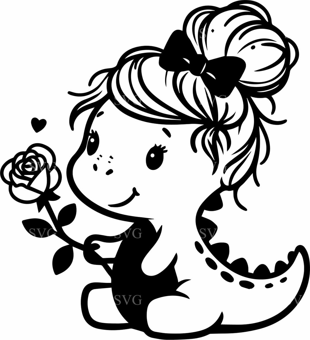 4 Dinosaur With Rose SVG Cut File, Dino With Floral Top Knot Crafting ...
