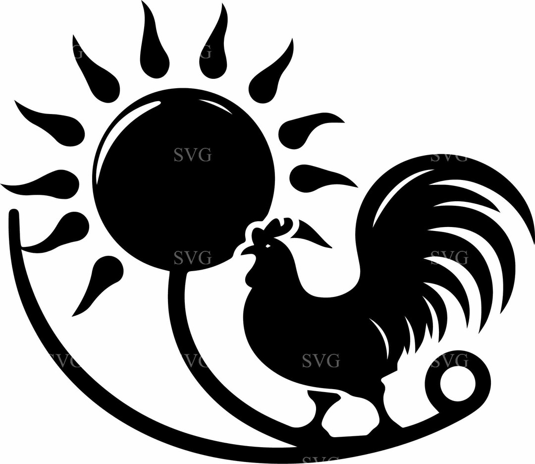 Rooster and Rising Sun SVG 4 Cut File, Farmyard Silhouette for Cricut ...