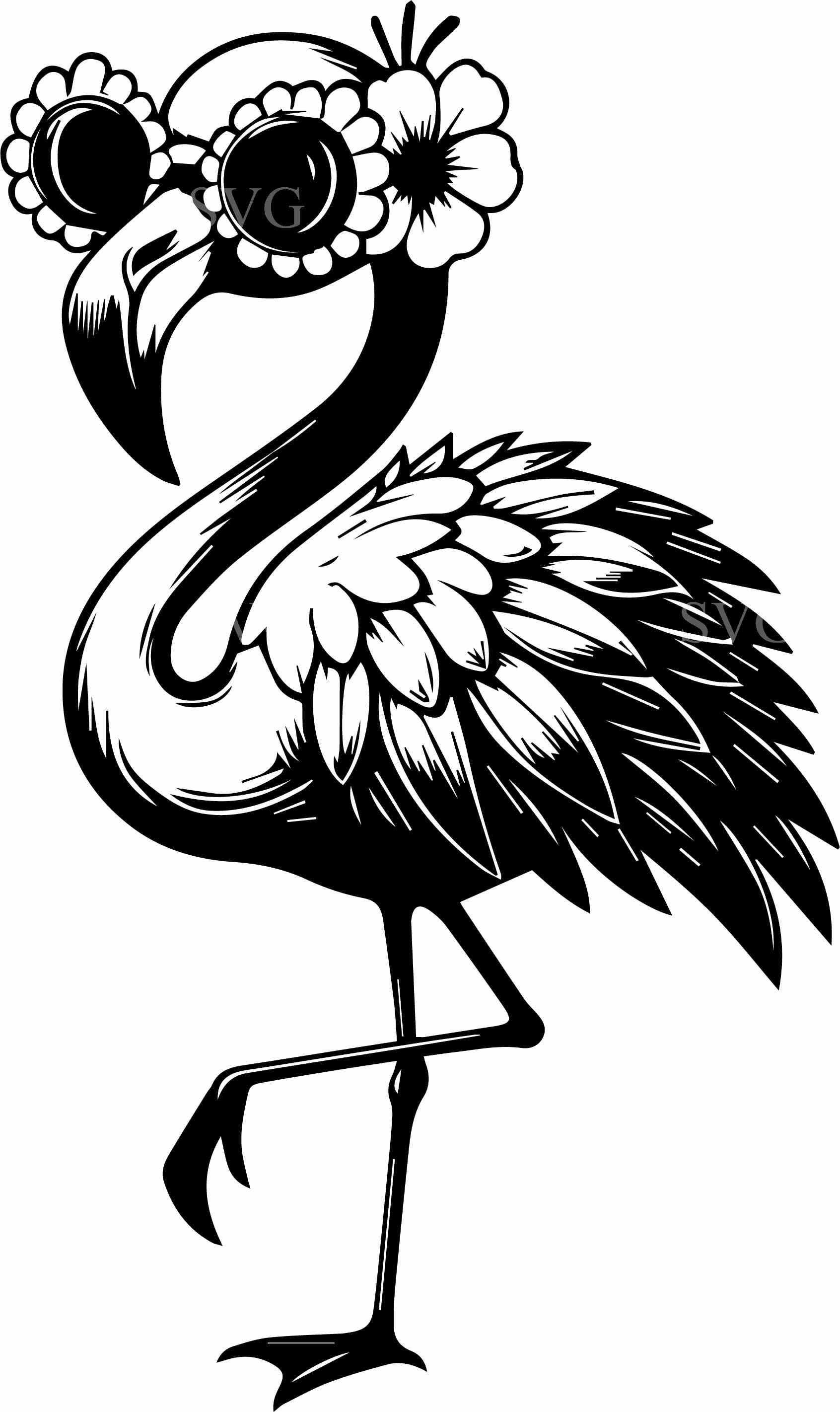 6 Floral Flamingo SVG – 6 Tropical Bird With Flowers Cut File – Summer ...