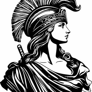 Greek Warrior Goddess SVG 5 Cut File Detailed Athena Profile With ...