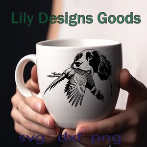 Hunting Cabin Svg English Springer Spaniel Brings a Pheasant PNG DXF ...