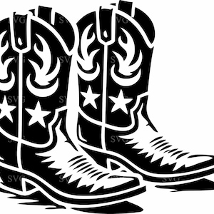 Cowboy Boots SVG - 6 Western Cut File With Decorative Spurs for Cricut ...