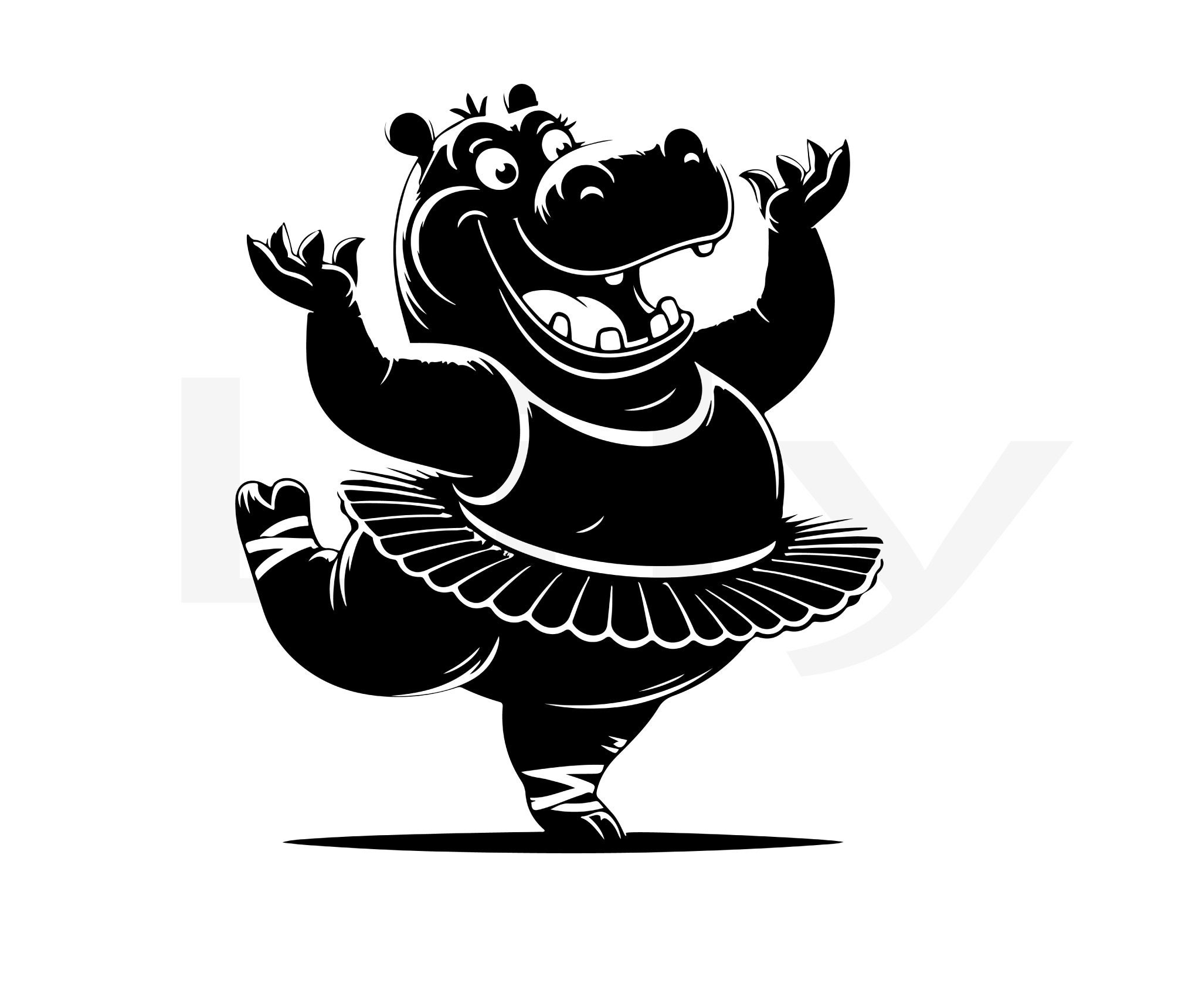 5 Funny Hippo Ballerina SVG – Dance Animal Cut File (digital Download ...