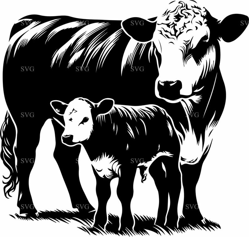 Angus Cow and Calf SVG 4 Cut File | Farm Animal Silhouette for Cricut ...