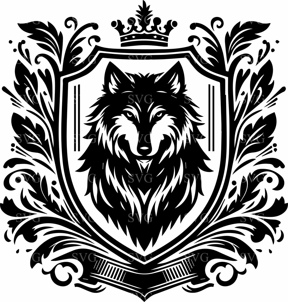 4 Wolf Crest SVG Cut File for Cricut, Regal Wolf Head Logo Silhouette ...