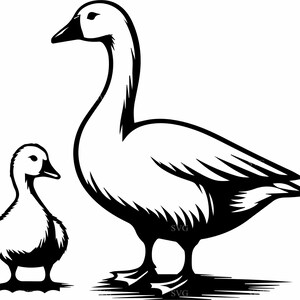 Goose and Gosling SVG 7 Cut File | Farm Animal Silhouette Art | Mother ...