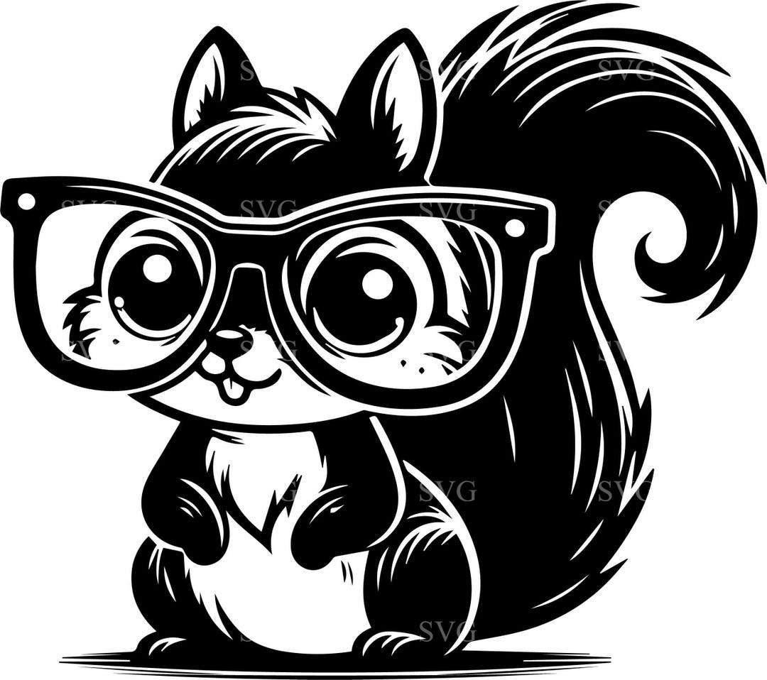 4 Funny Squirrel With Glasses SVG | Geek Squirrel Animal Nerd Design ...