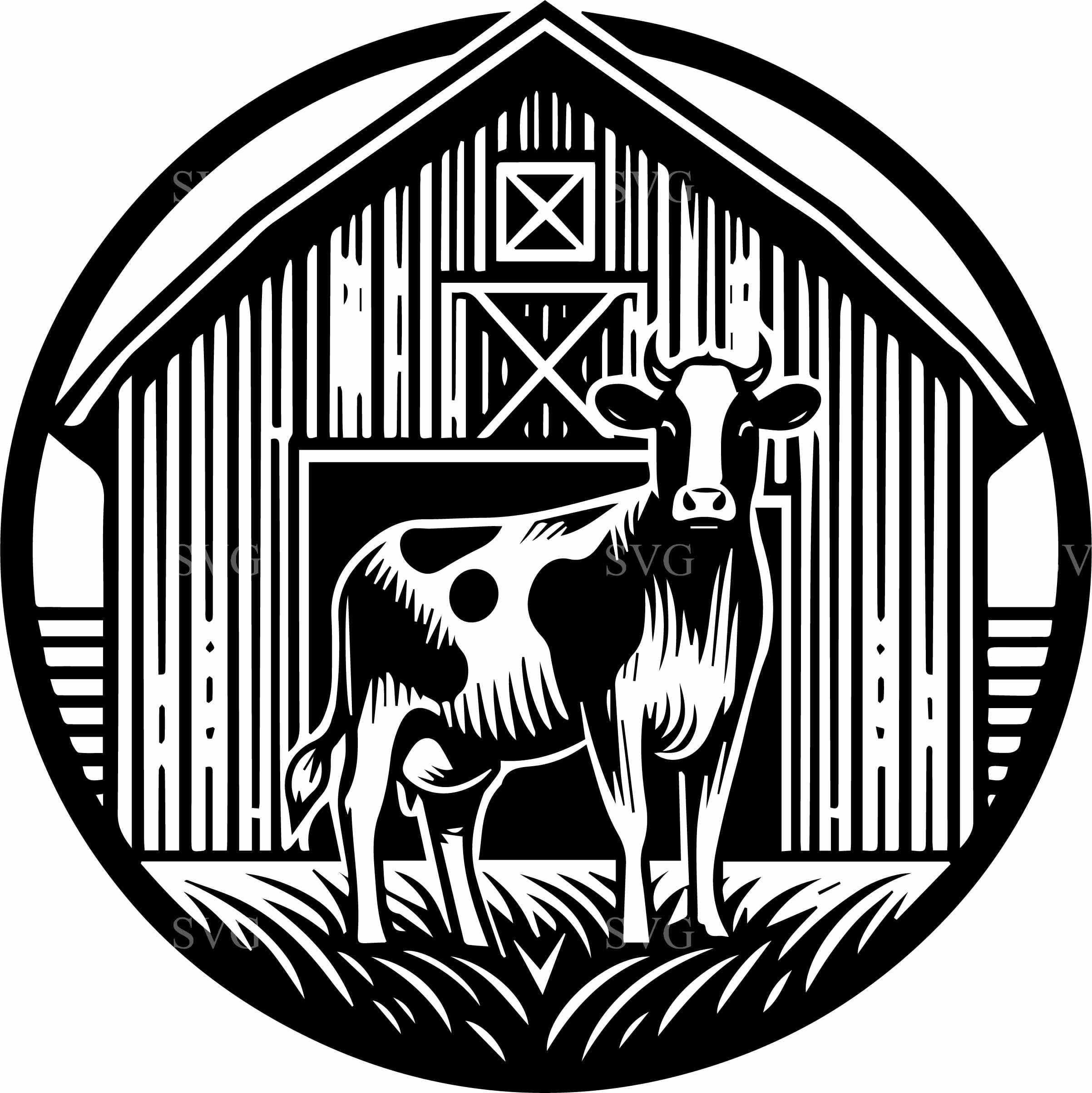 4 Farm Cow SVG Cut File – Rustic Barnyard Silhouette for Farmhouse ...