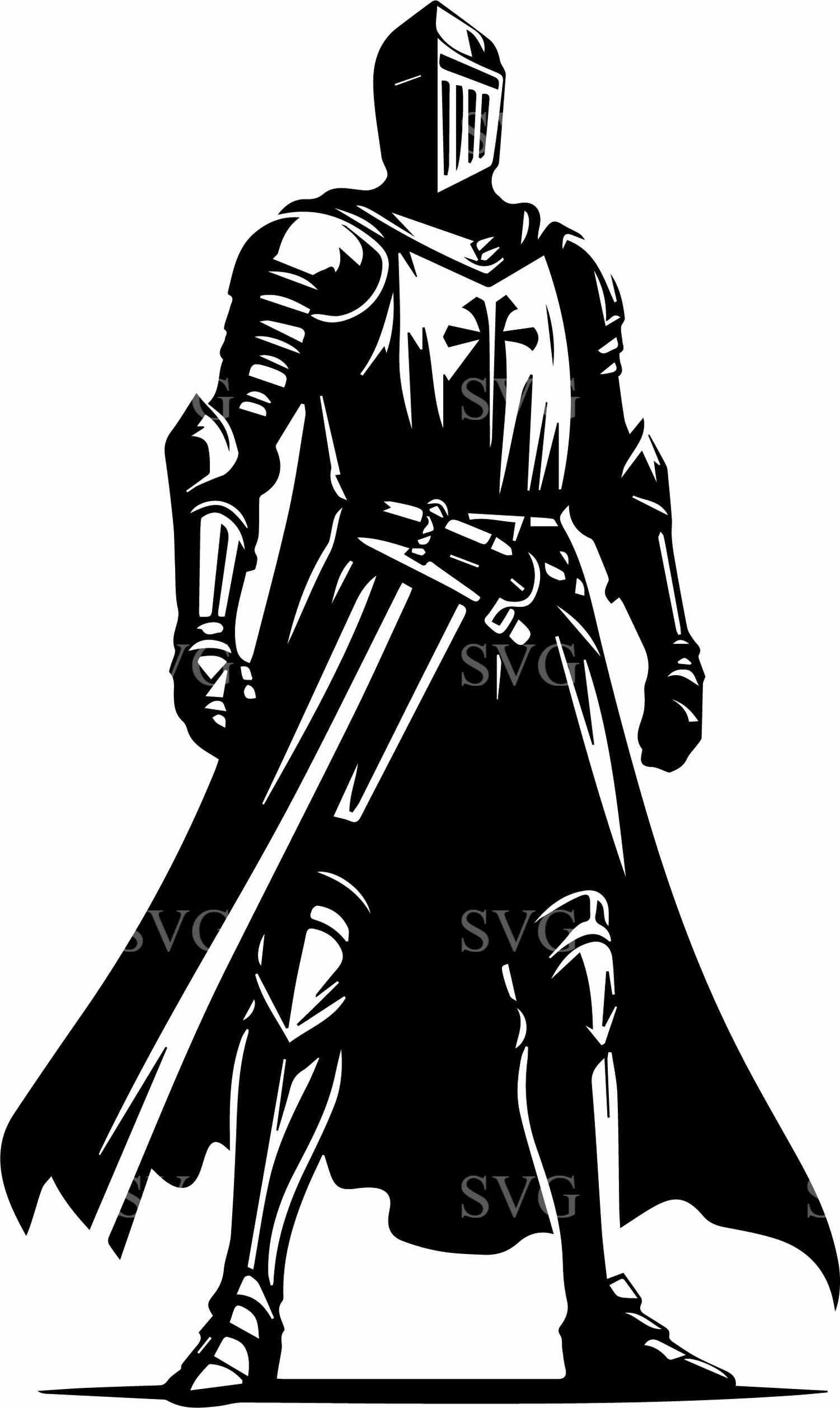 4 Armored Knight SVG 4 Cut File - Majestic Warrior With Sword, Noble ...