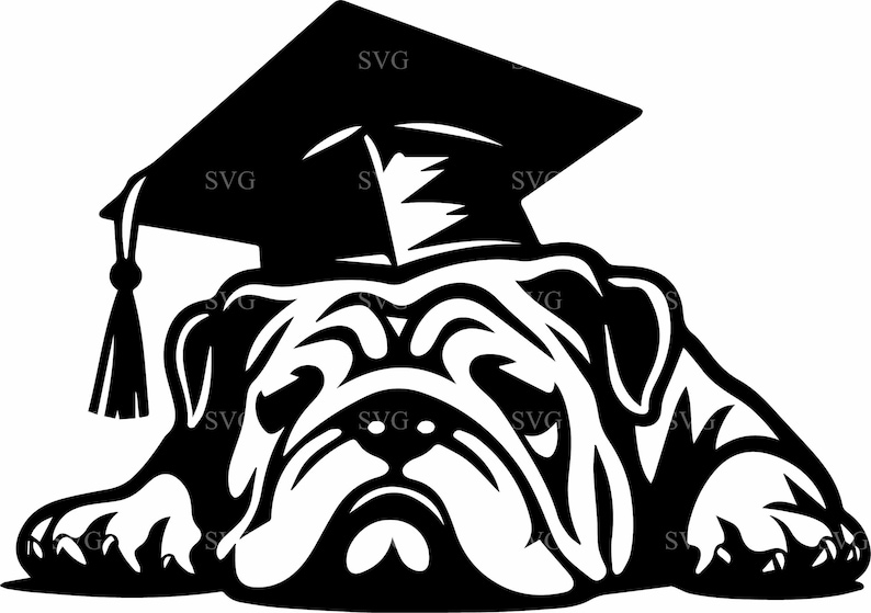 4 Graduation Bulldog SVG, Dog With Cap Silhouette, School Mascot ...