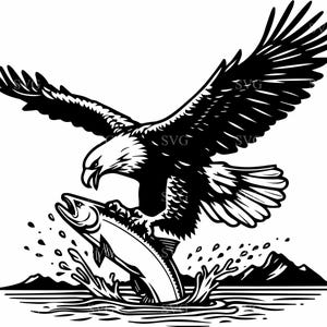 5 Eagle Catching Fish SVG, Wildlife Scene Clipart (5 Files) - Etsy