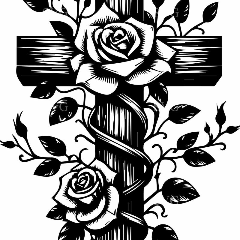 Tattoo Cross Floral - Etsy