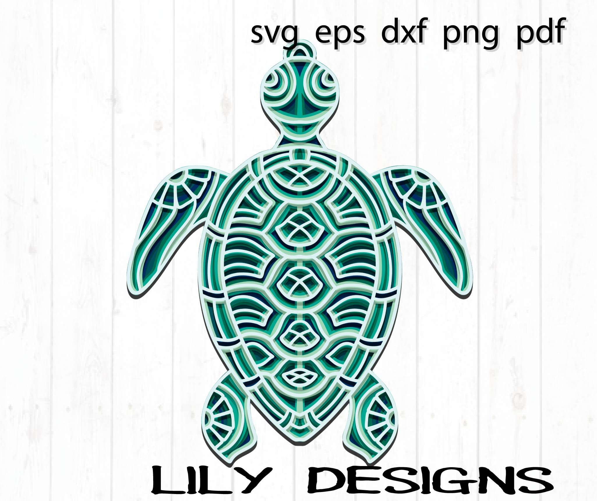 Sea Turtle Svg 3d Mandala Svg 3d Turtle Layered Turtle Svg - Etsy