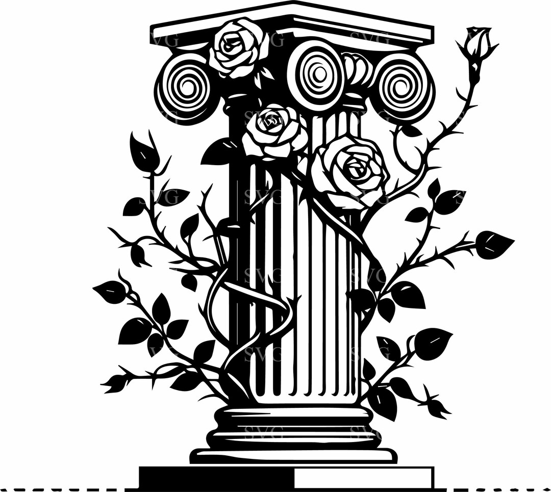 4 Column With Roses SVG 4 Cut File – Classical Architectural Design ...
