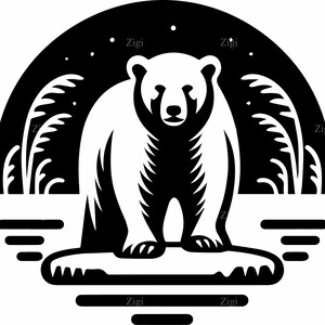 7 Polar Bear SVG – Arctic Wildlife Silhouette on Ice Floe Cut File With ...