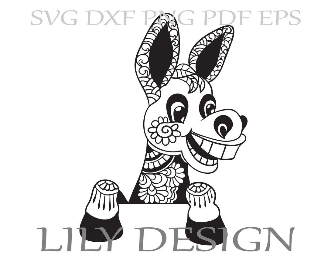 Donkey Head Svg Peeking Mandala Zentangle Clipart Baby - Etsy Finland