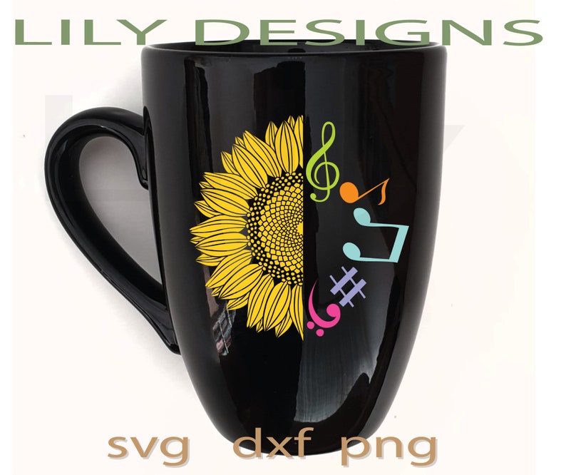 Half Sunflower Svg Music Notes Band Teacher Png - Etsy