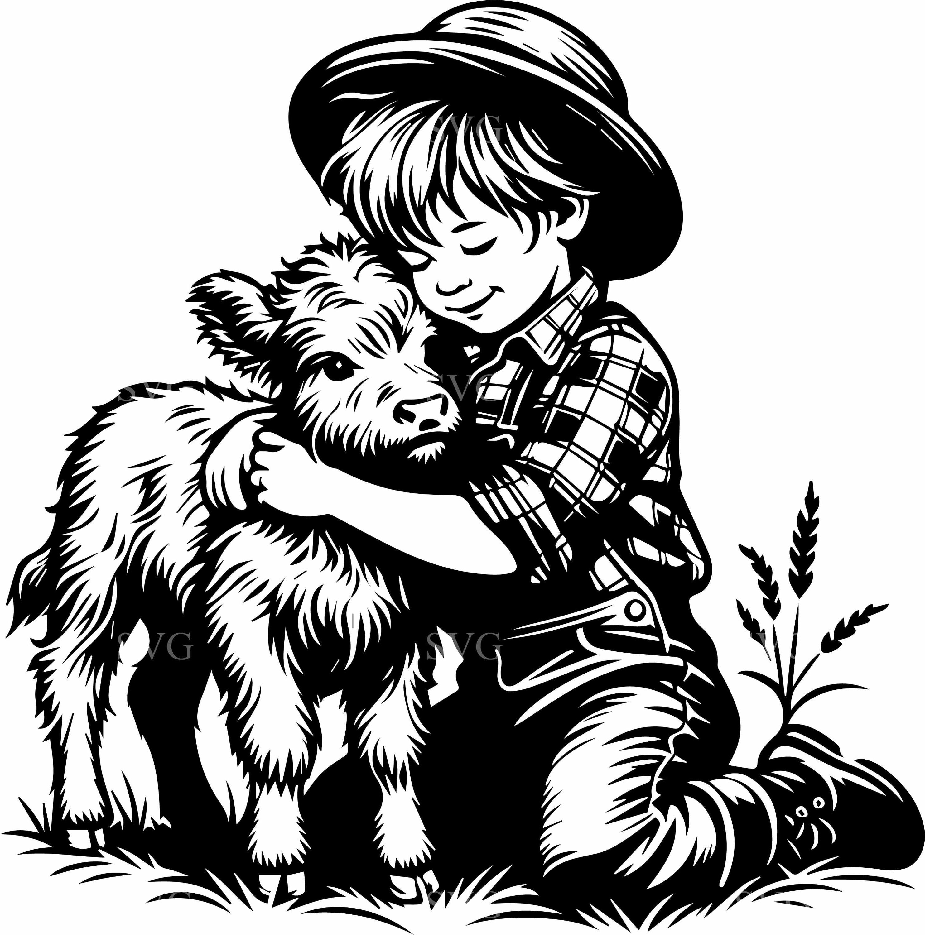 7 Farm Boy SVG – 7 Baby Cow Cut File – Crafters, Kids Room Art Lovers ...